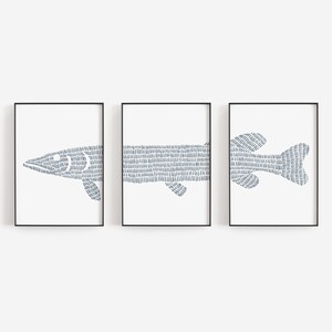 Northern Pike Print Lake Fish Decor Fishing Lakehouse Fisherman ...