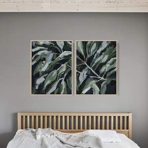 Dark Botanical Art | Black Plant Painting Modern Parisian Apartment ...