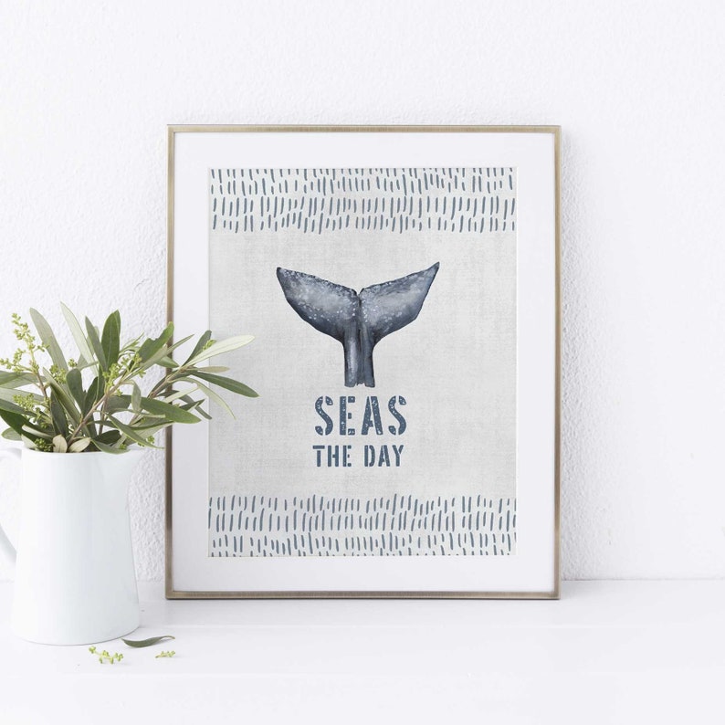 Seas the Day Art Poster Ocean Quote Artwork Nautical Decor - Etsy