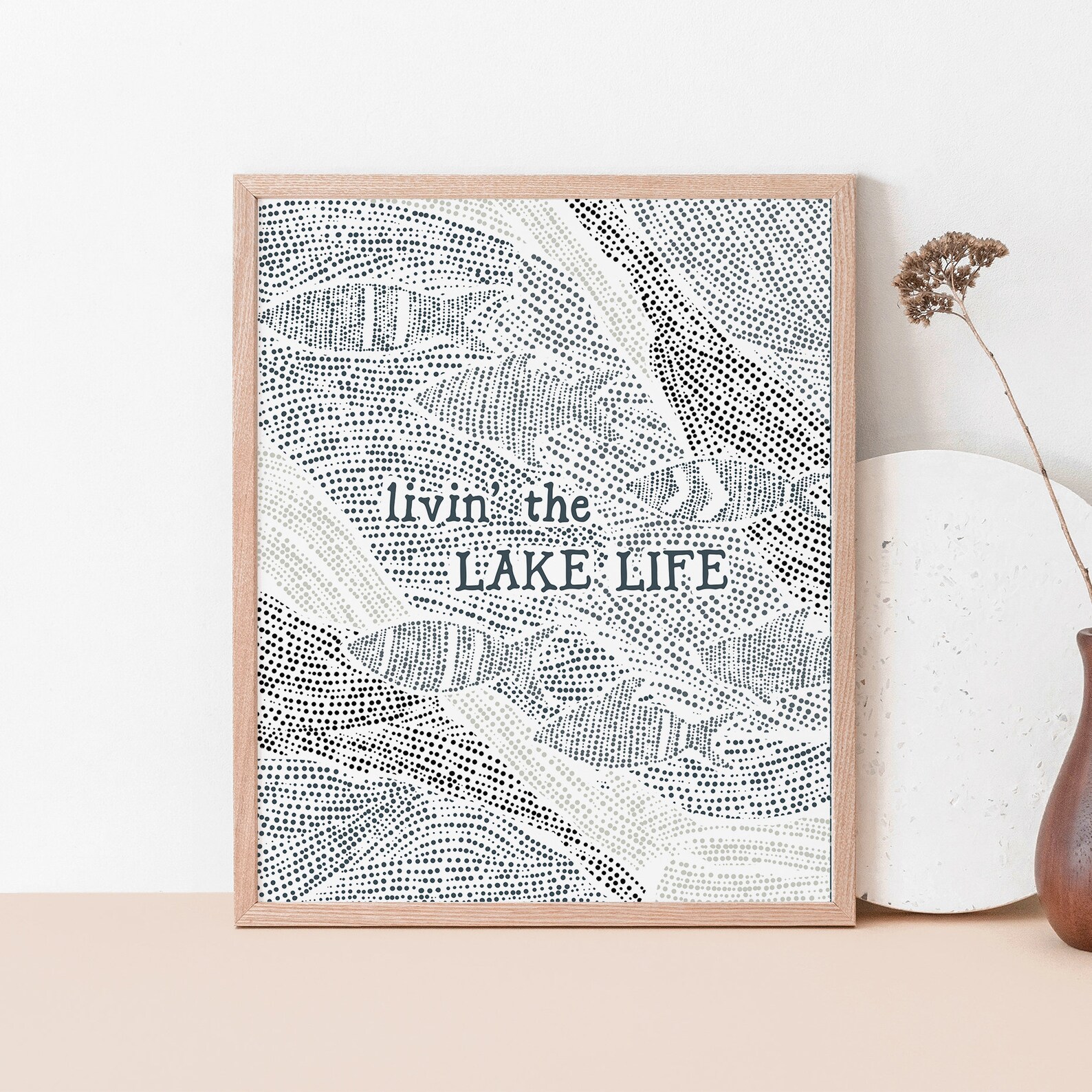 Living the Lake Life Quote Artwork Modern Lakehouse Decor Lake - Etsy