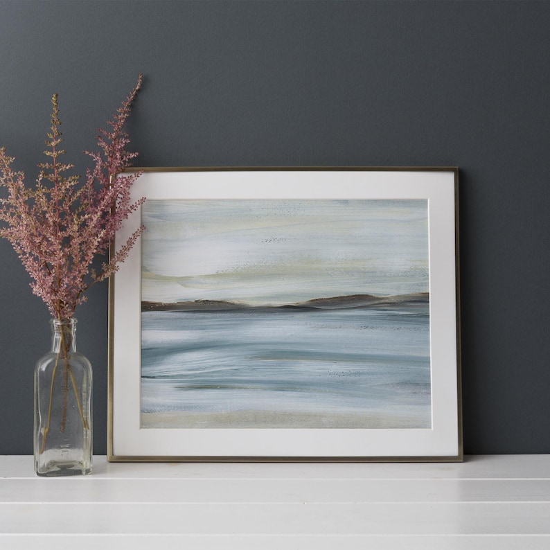 Abstract Lake Art Modern Neutral Wall Decor Lakehouse Artwork - Etsy