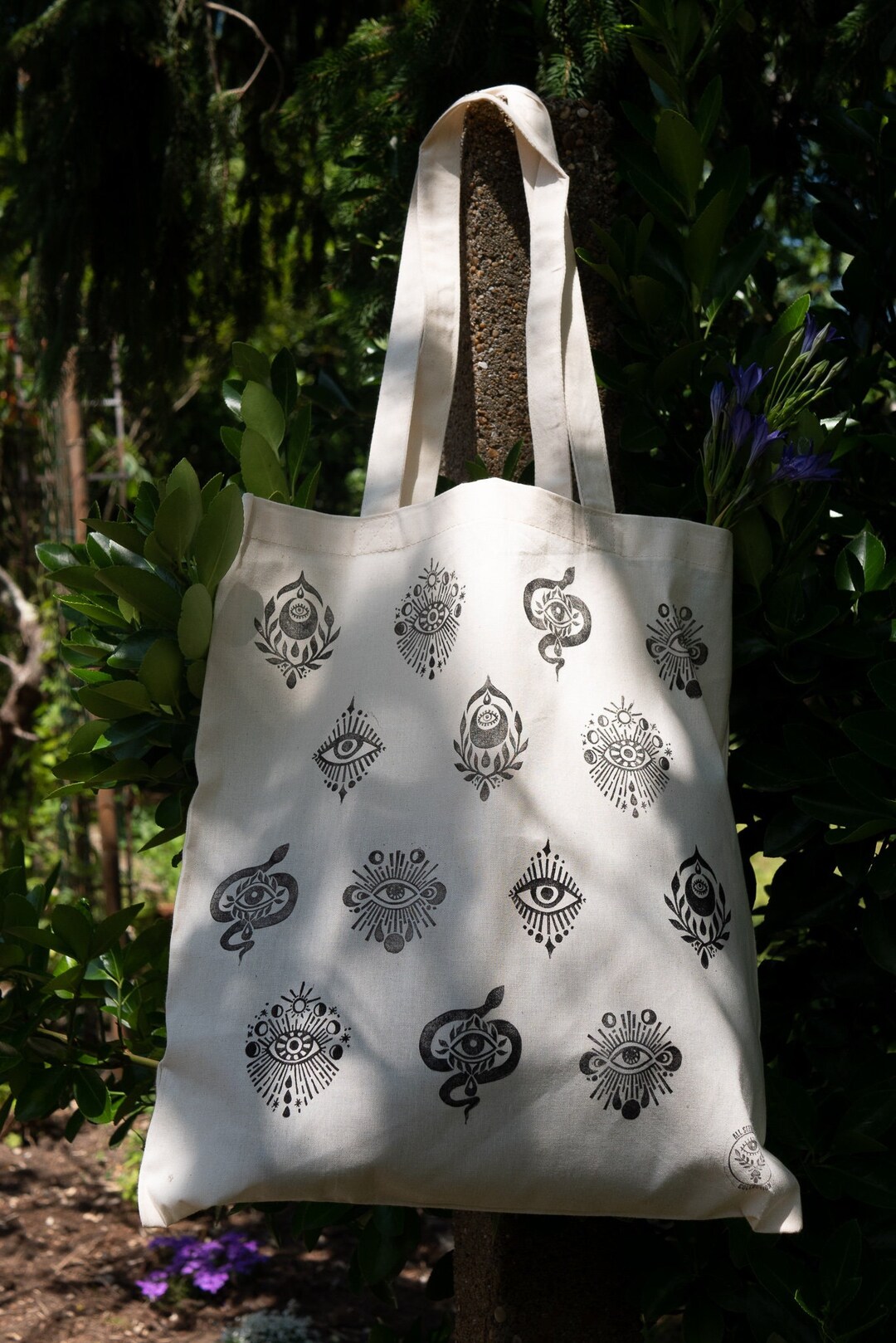 Organic Cotton Tote Bag With “all Seeing Eyes” Print - Etsy