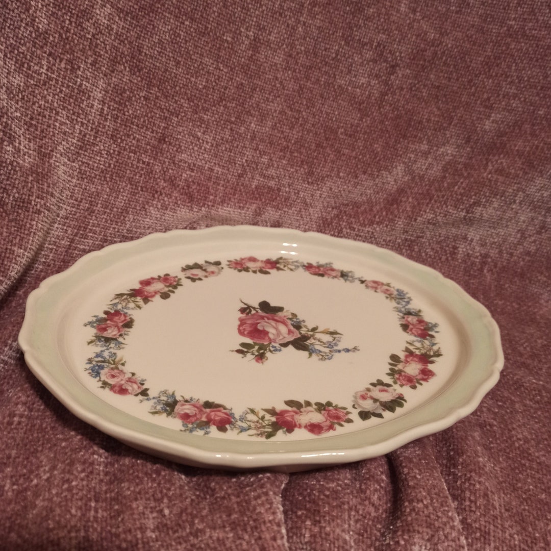 Victorian Edwardian Vintage Tea Rose Platter Vanity Tray Romantic ...