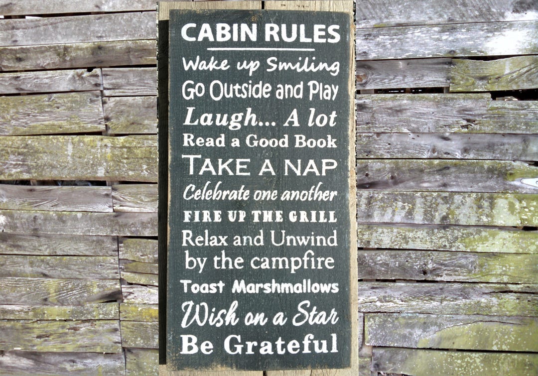 Cabin Rules Wooden Sign, Cabin Rules Distressed Sign, Cabin Rules ...