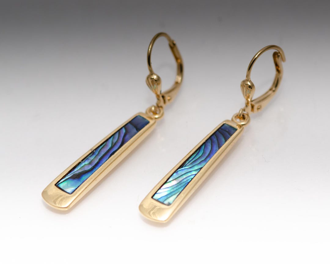 Vintage Ariki 22K Yellow Gold Plate Abalone Earrings - Etsy