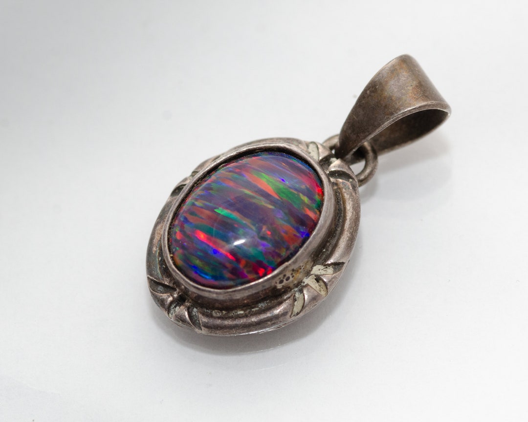 Vintage Sterling Silver Colored Stone Pendant - Etsy