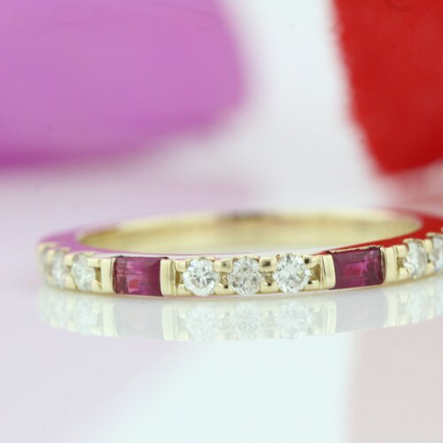 Diamond and Ruby Eternity Ring . 18k 14k Gold . Half Full - Etsy