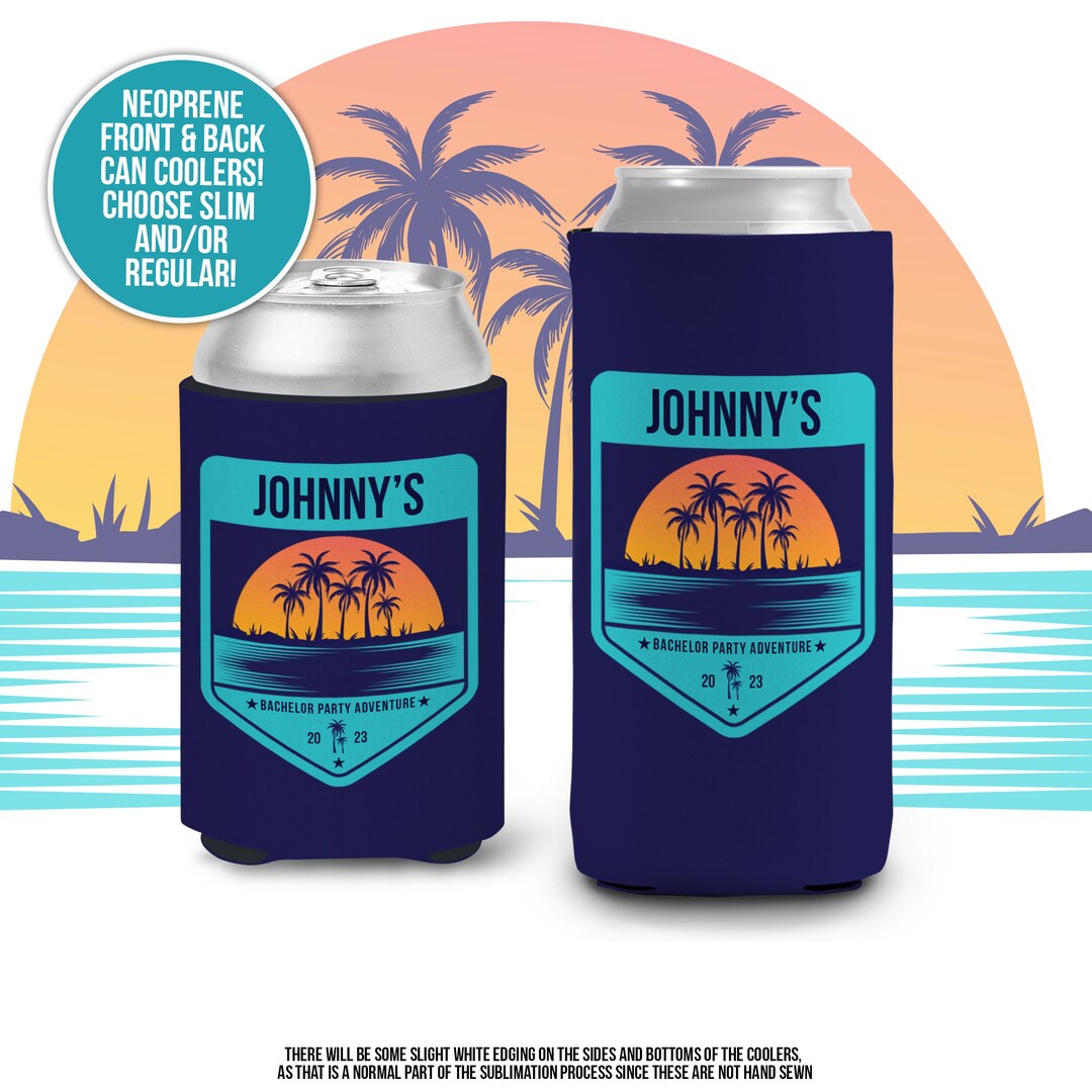 Bachelor Party Can Coolies Beach Theme Beverage Insulators Personalized ...