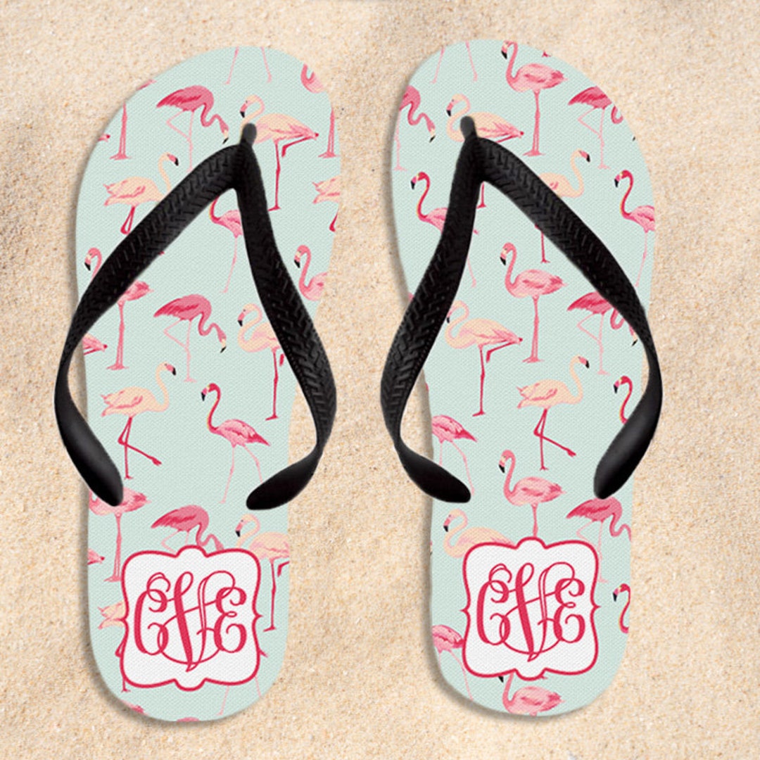Personalized Flip Flops - Monogram Flip Flops - Flamingo Flip Flops MFF ...