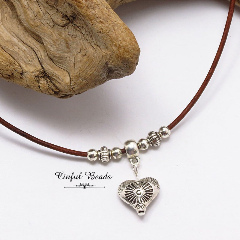 Leather Heart Choker - Etsy