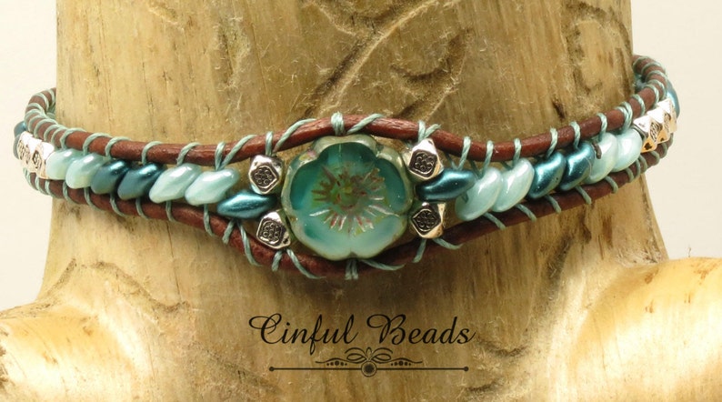 Single Wrap Leather Bracelet Aqua Seafoam Hawaiian Etsy