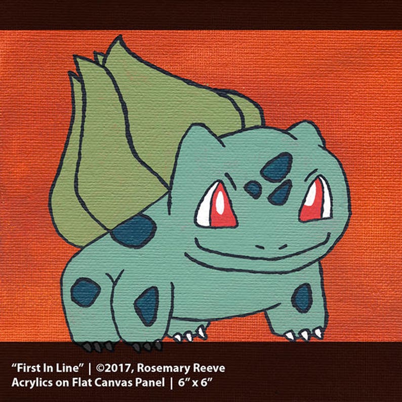 First in Line Pokemon Bulbasaur Original Painting Acrylics on Canvas - Etsy