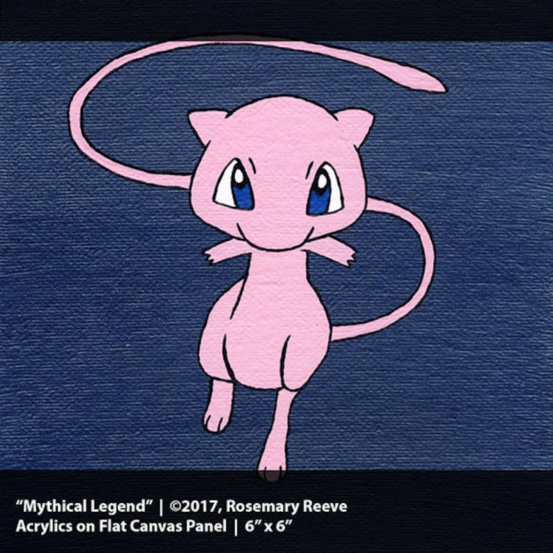 Mythical Legend | Pokemon Mew Original Painting | Acrylics on Canvas - Etsy