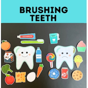 Brushing Teeth Felt Board Pieces // Flannel Board Pieces // Teeth ...