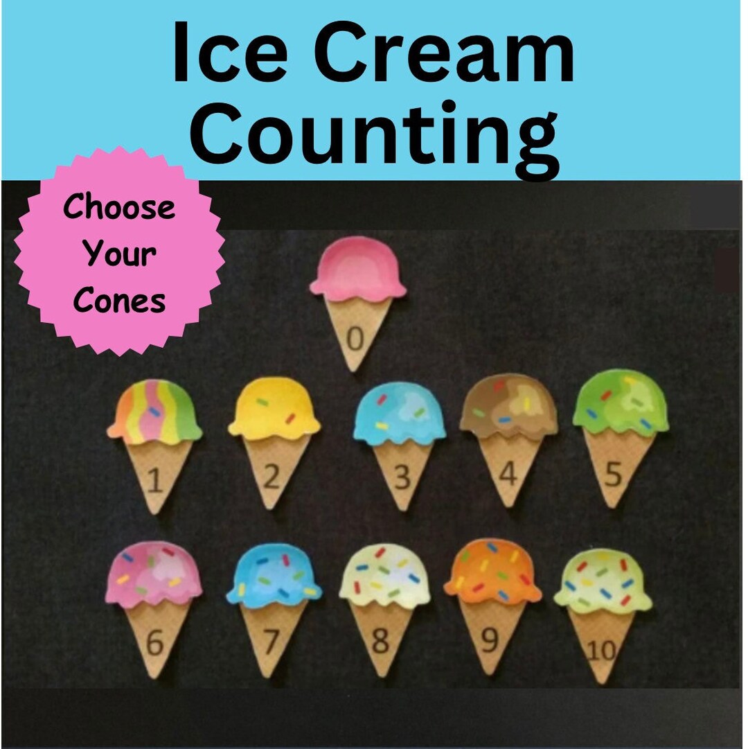 Counting Numbers Matching Ice Cream Cone Felt Set// Flannel Board ...