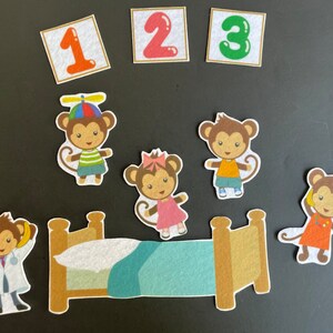5 Little Monkeys Felt Board Story: Nursery Rhyme Homeschool - Etsy