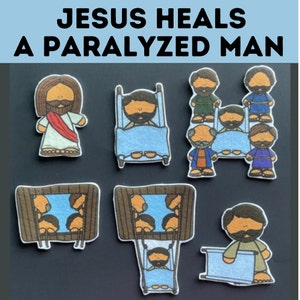 Jesus Heals a Paralyzed Man Bible Felt Pieces // Flannel Board Pieces ...