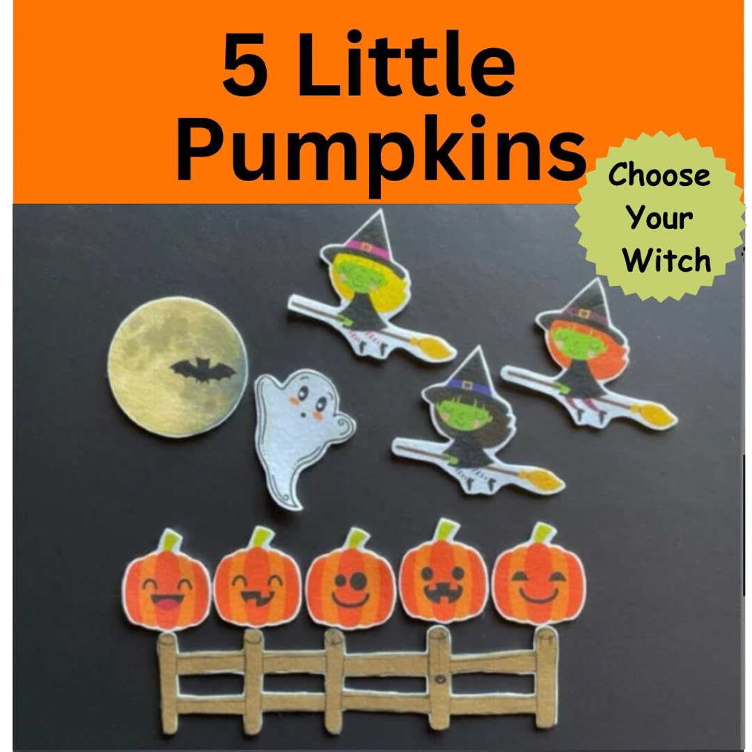 5 Little Pumpkins Felt Board Story // Flannel Board Pieces // Pretend ...