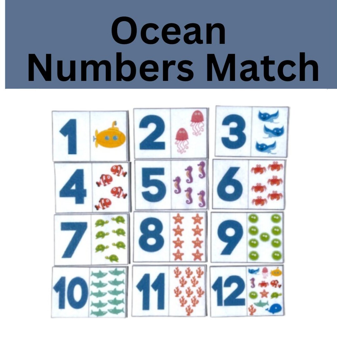 Number Match Ocean Animals Felt Pieces // Flannel Board Pieces ...