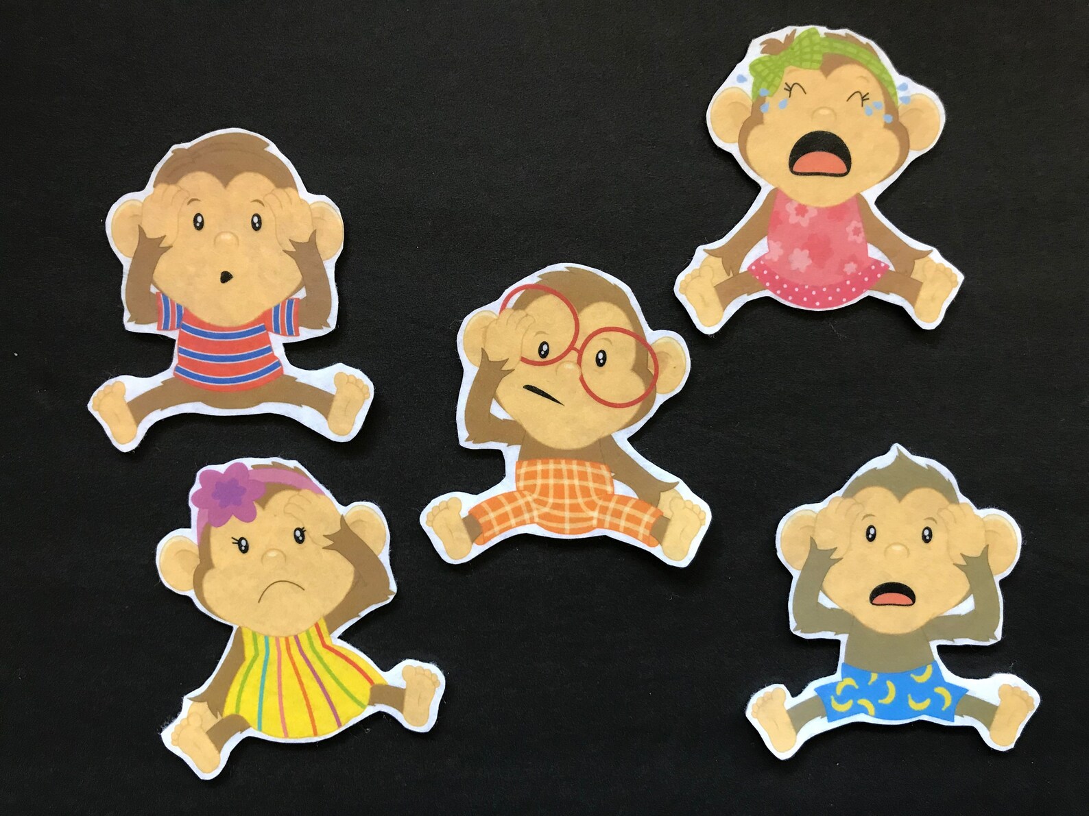 5 Little Monkeys Felt Board Story 2 // Monkeys // Bed // | Etsy Australia