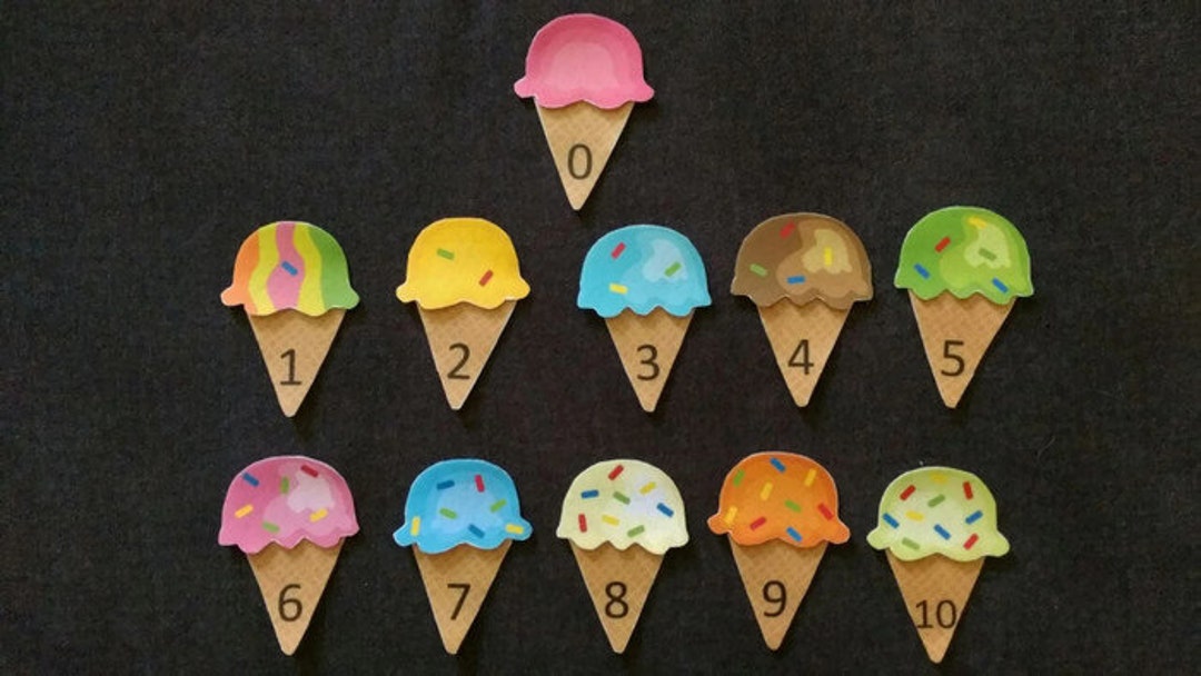 Counting Numbers Matching Ice Cream Cone Felt Set// Flannel - Etsy