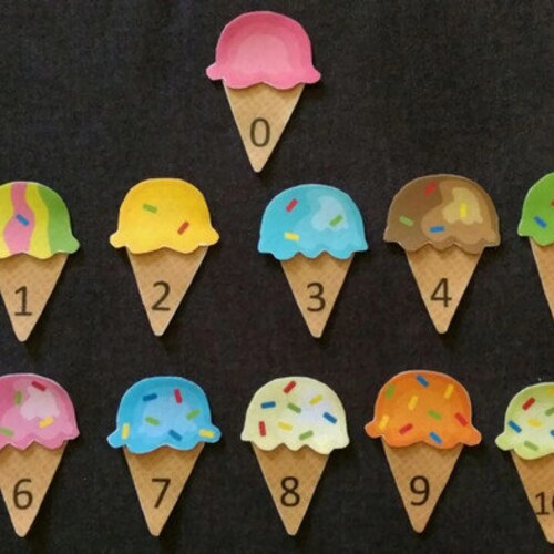 Counting Numbers Matching Ice Cream Cone Felt Set// Flannel | Etsy