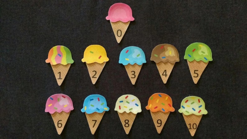 Counting Numbers Matching Ice Cream Cone Felt Set// Flannel - Etsy