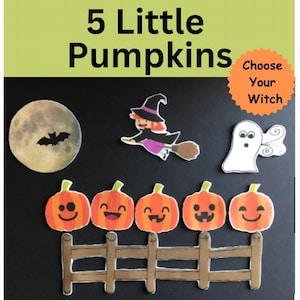 5 Little Pumpkins Felt Board Story // Flannel Board Pieces // Pretend ...