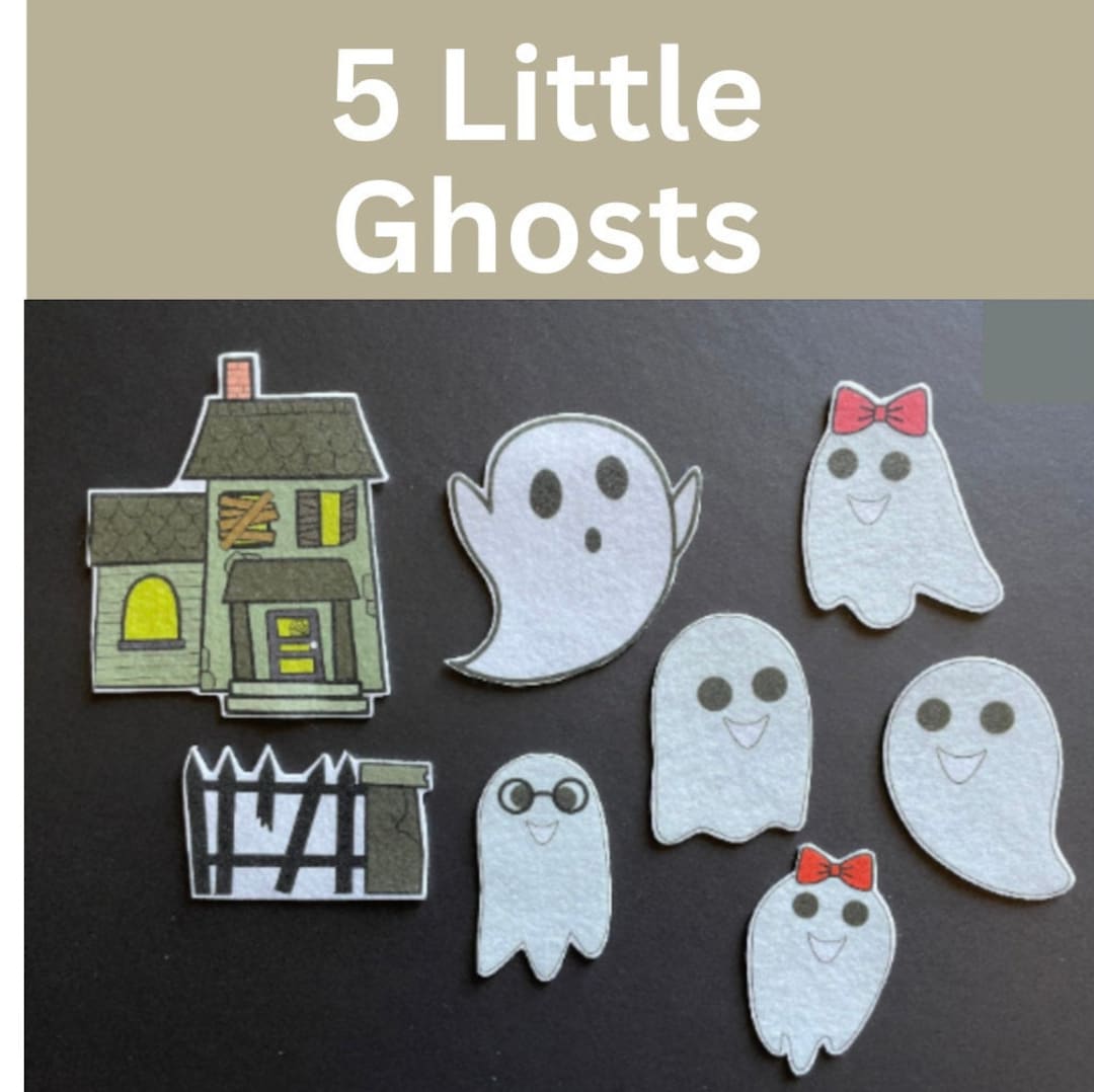 5 Little Ghosts Felt Board Story // Flannel Board Pieces // Pretend ...