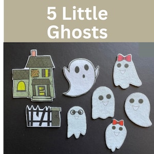 5 Little Ghosts Felt Board Story // Flannel Board Pieces // Pretend ...