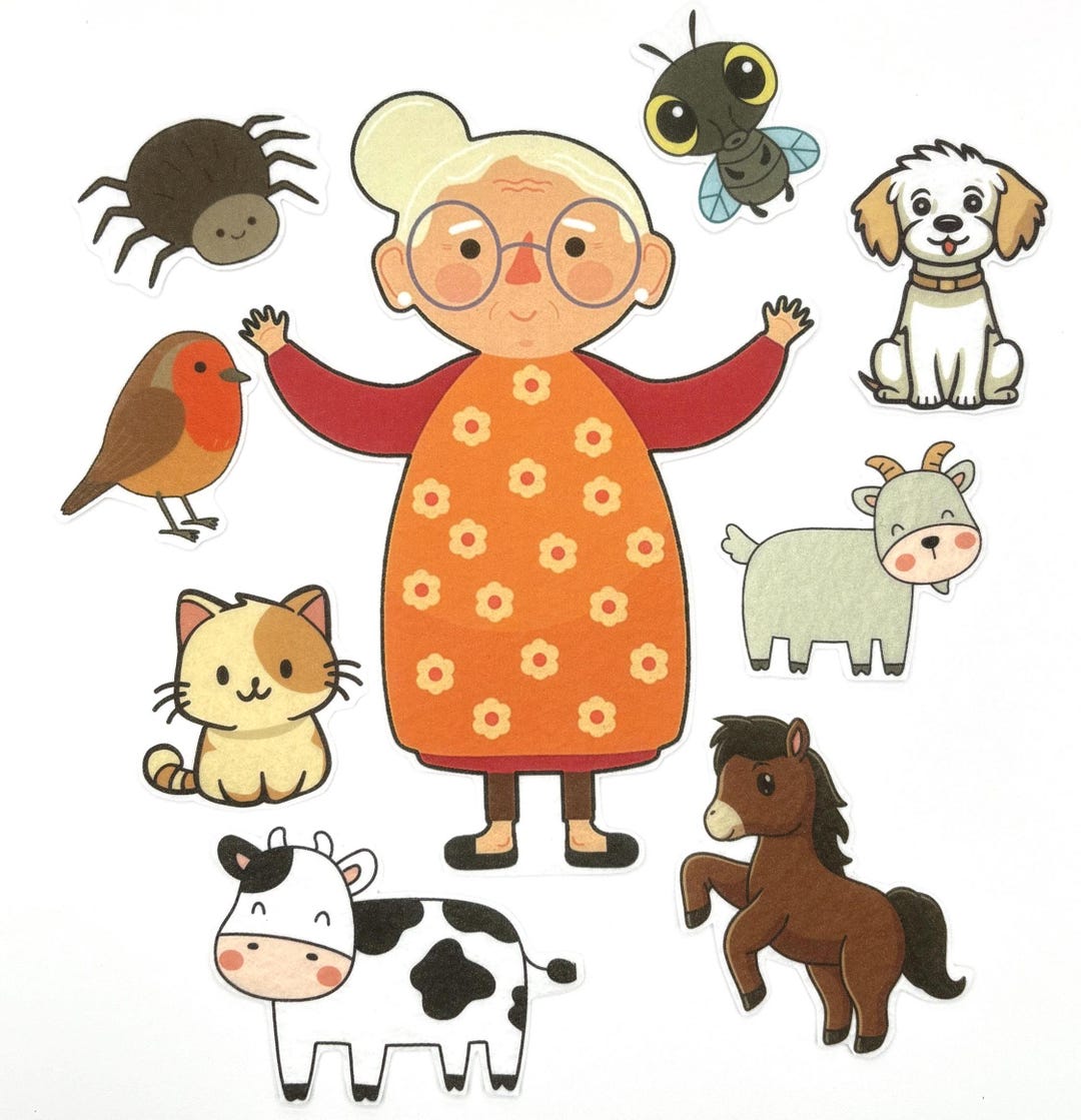 Old Lady Who Swallowed A Fly Felt Story Set - Preschool Rhyme - Etsy