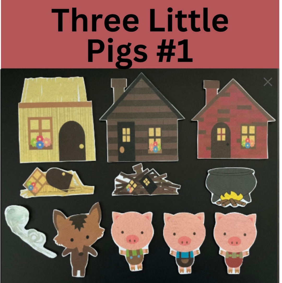 Three Little Pigs Felt Board Pieces 1 // Flannel Board Pieces ...