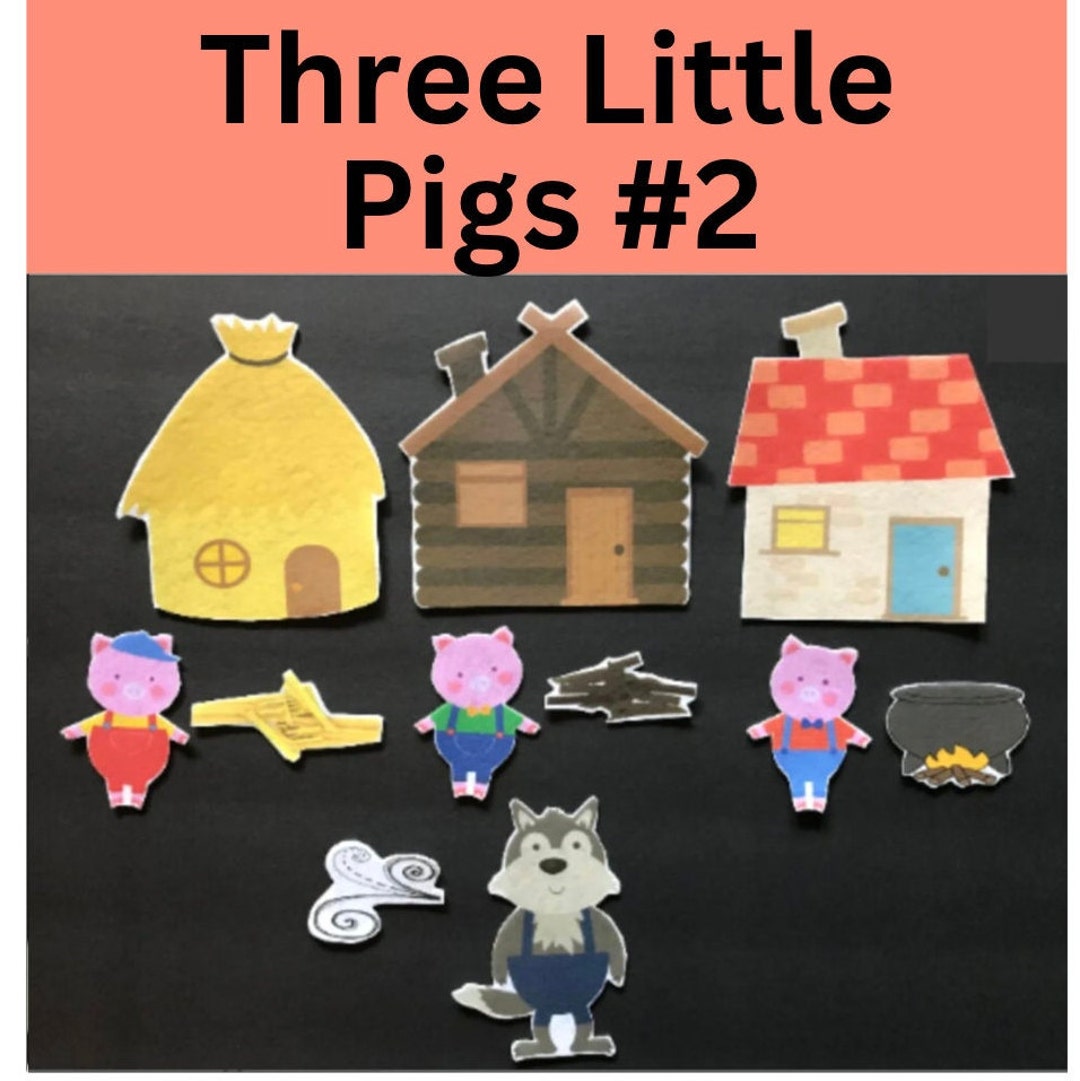 Three Little Pigs Felt Board Story #2 // Flannel Board Pieces ...