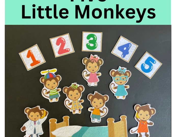 5 Little Monkeys Felt Board Story: Nursery Rhyme Homeschool - Etsy