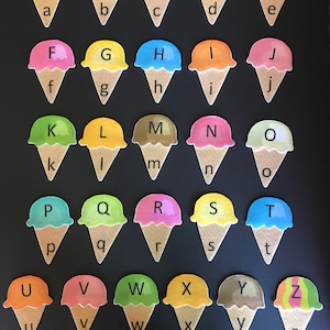Alphabet Upper and Lower Case Matching Ice Cream Cone Felt Set ...