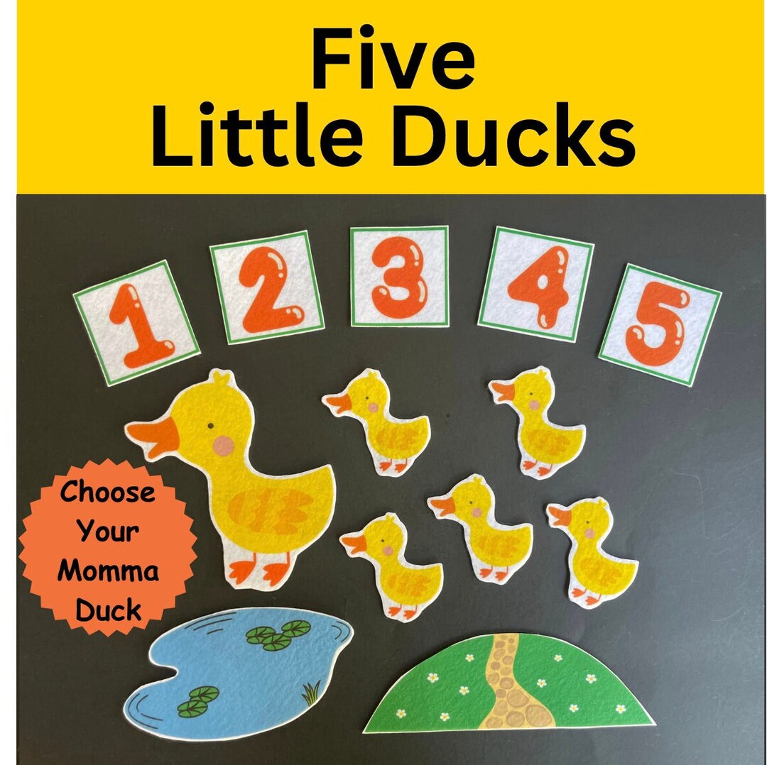 5 Little Ducks Felt // Flannel Board Pieces // Preschool // Teacher ...