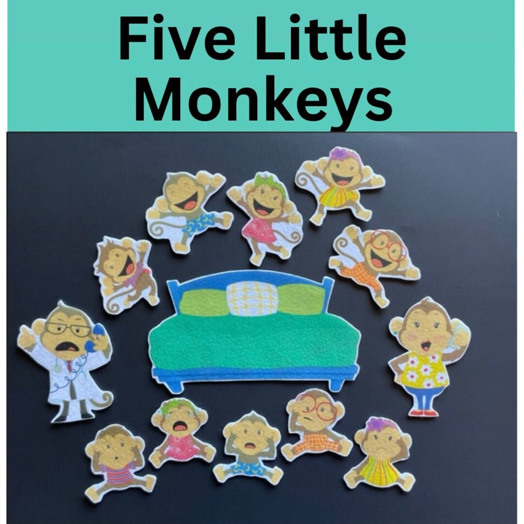 5 Little Monkeys Felt Board Story 2 // Monkeys // Bed // - Etsy