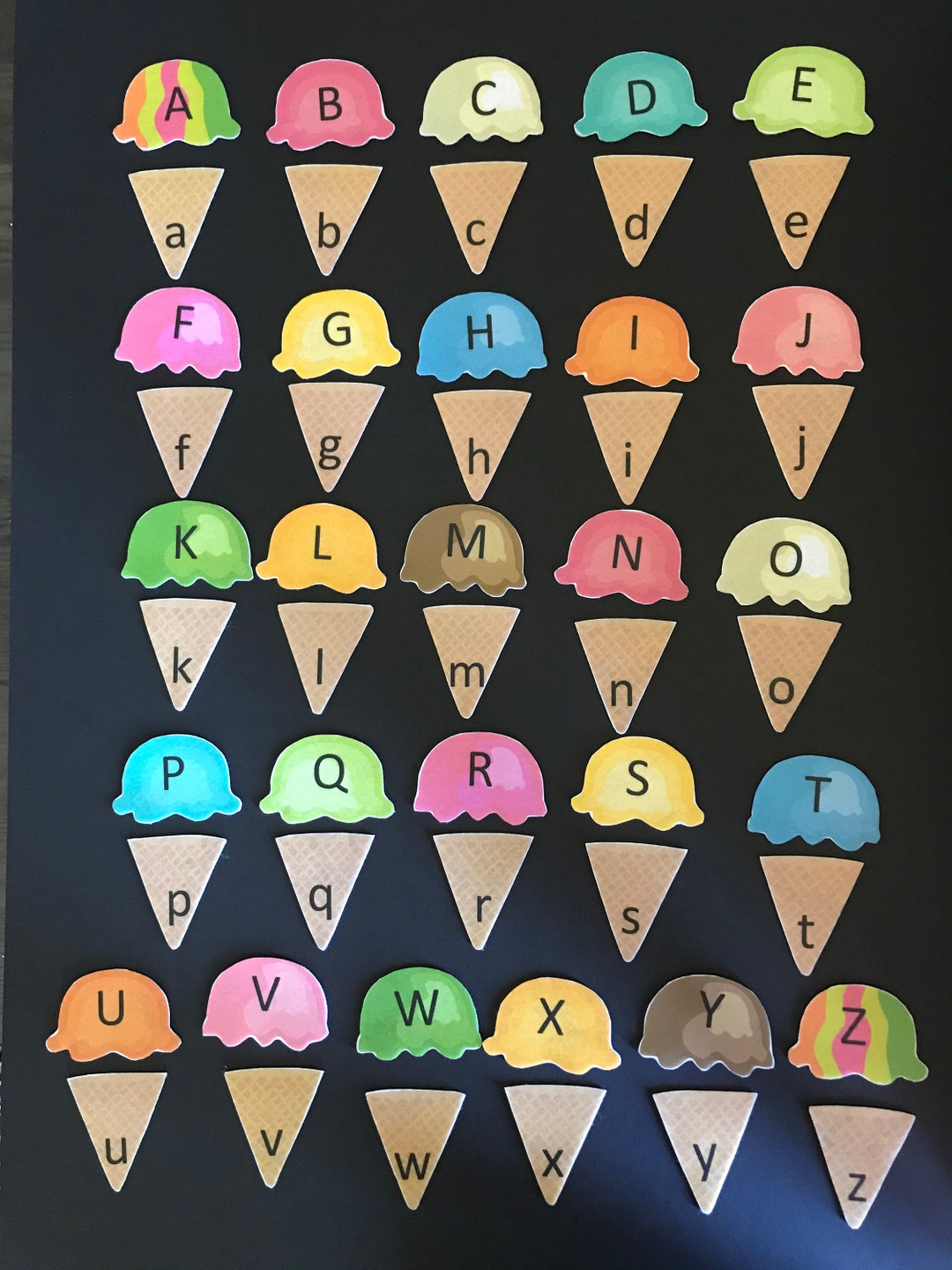 Alphabet Upper and Lower Case Matching Ice Cream Cone Felt - Etsy
