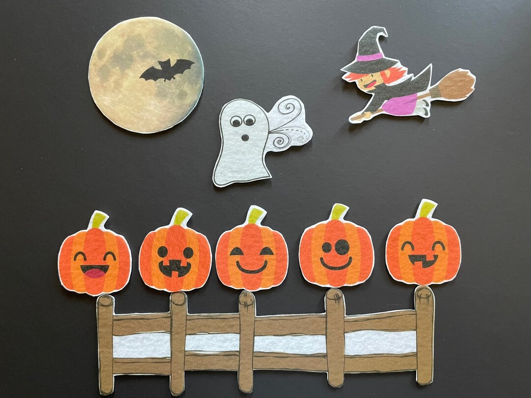 5 Little Pumpkins Felt Board Story // Flannel Board Pieces // Pretend ...