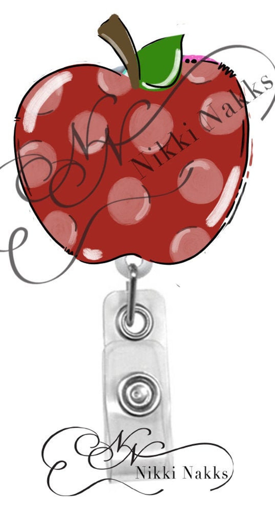 Ruby Lou Design Teacher Apple Design Badge Reel Cover Sublimation ...