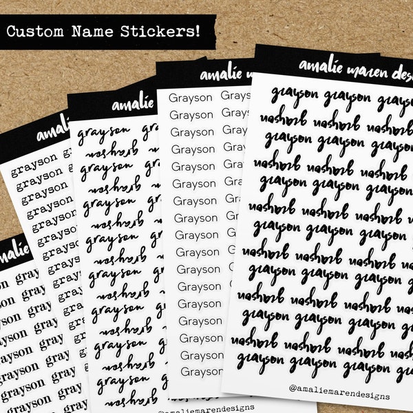 Custom Name Stickers - Etsy