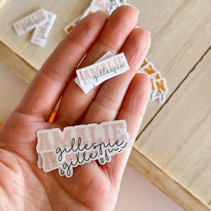 SMALL Waterproof Name Sticker Sets - 1 or 2 Inch Personalized Sticker ...