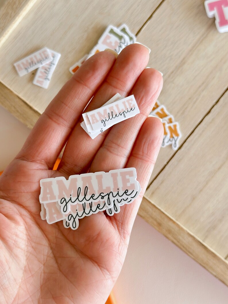 SMALL Waterproof Name Sticker Sets - 1 or 2 Inch Personalized Sticker ...