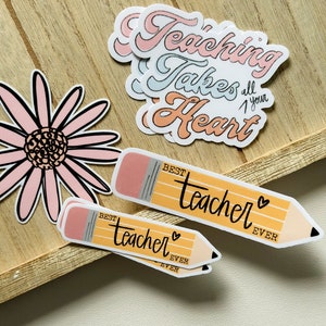 Best Teacher Ever Pencil Vinyl Sticker - Waterproof Sticker - Teacher ...