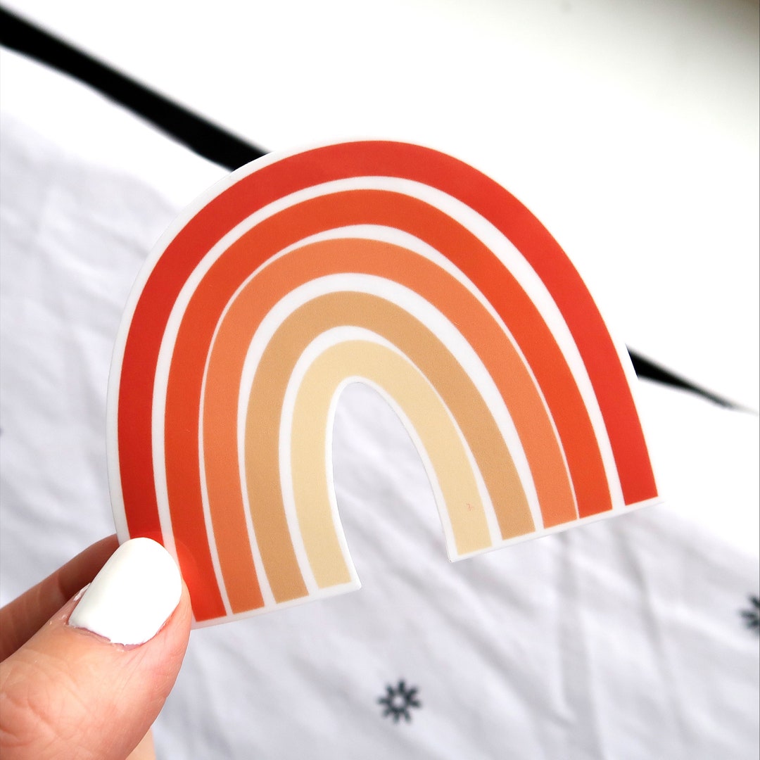 Retro Rainbow Waterproof Sticker - Red Laptop Decal - Rainbow Birthday ...