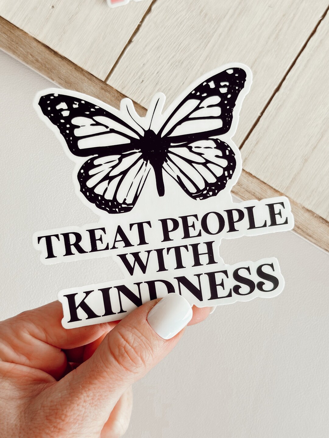 Treat People With Kindness Bumper Sticker - Butterfly - Aesthetic Car ...