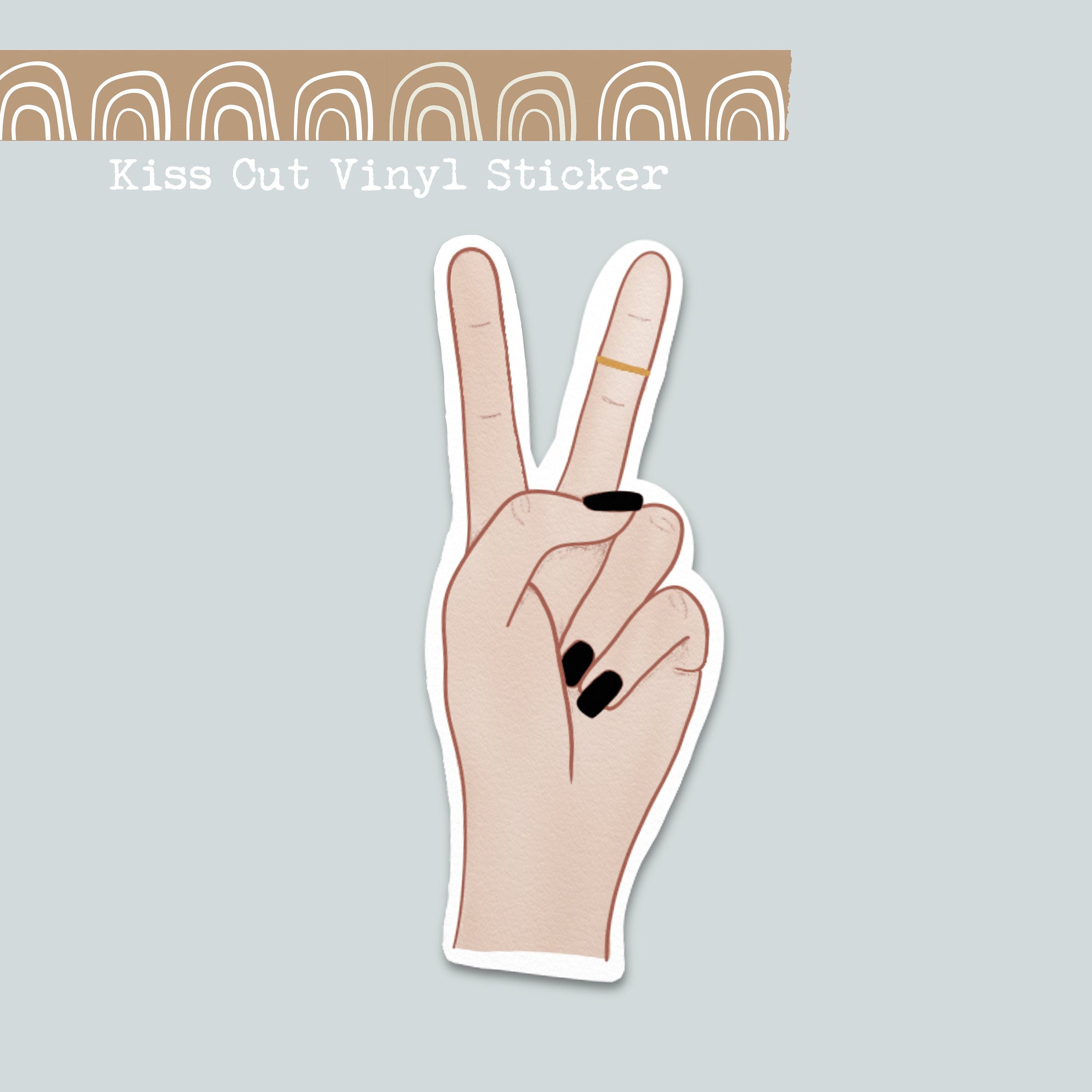Peace Sign Vinyl Sticker ASL Peace Kiss Cut Sticker Cute | Etsy