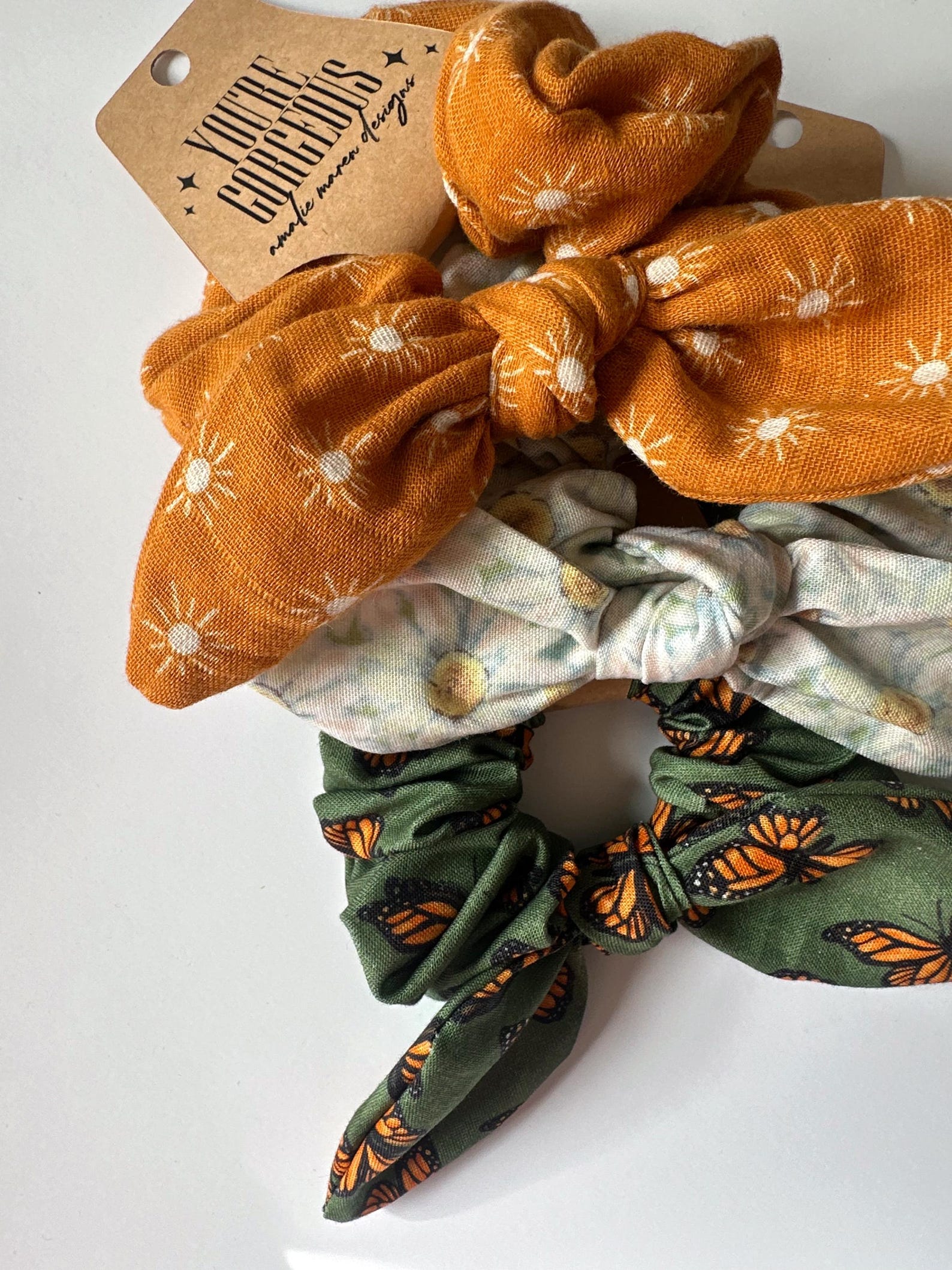 Butterfly Print Scrunchie With OR Without Bow - Hair Scrunchie Set of ...