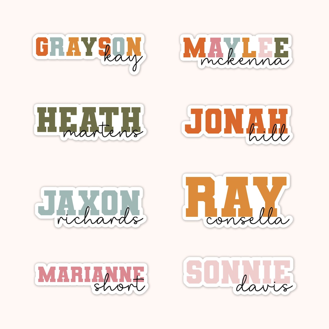 SMALL Waterproof Name Sticker Sets - 1 or 2 Inch Personalized Sticker ...