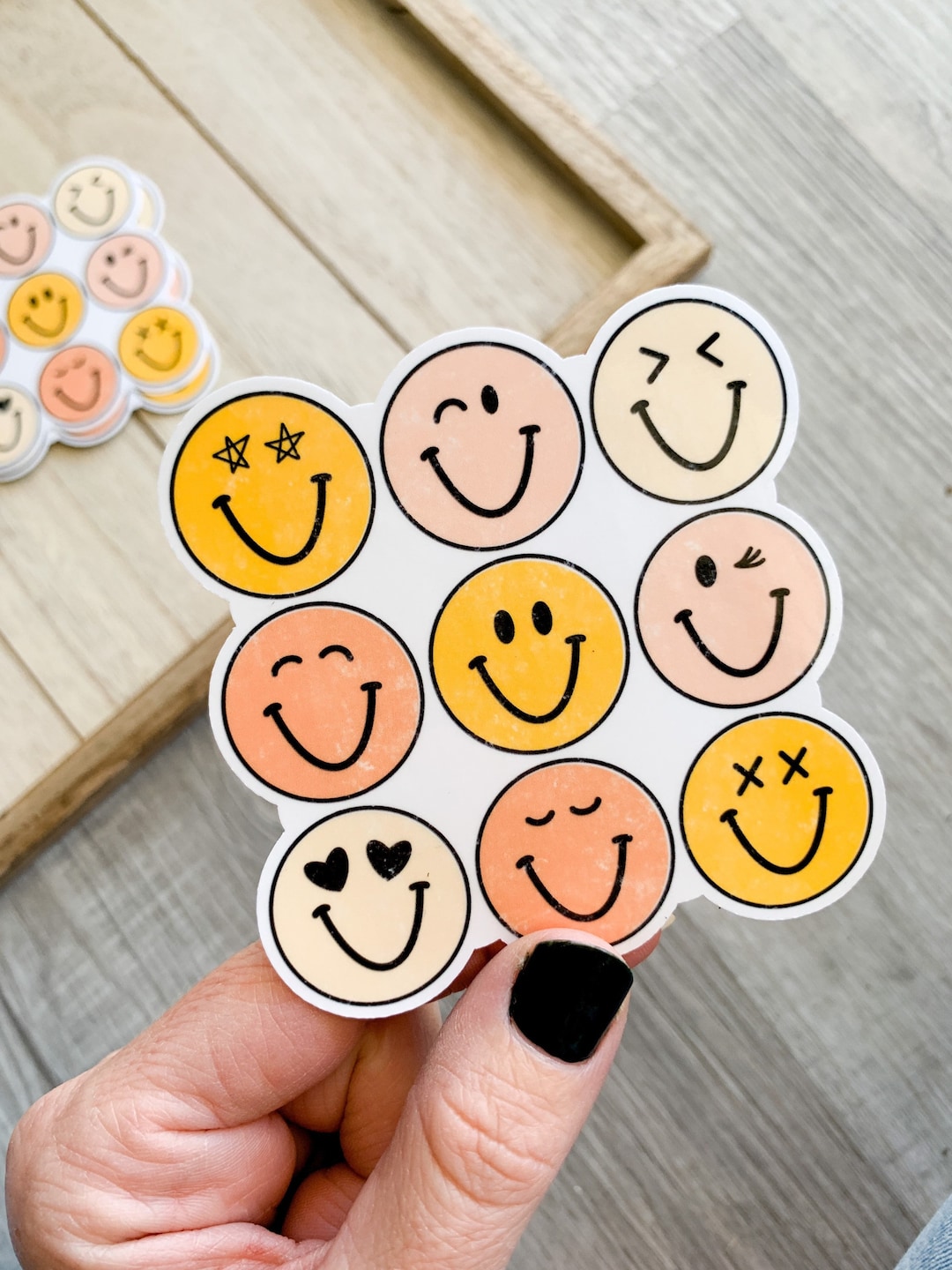 Smiley Face Emoji Vinyl Sticker - Waterproof Sticker - Happy Decal ...